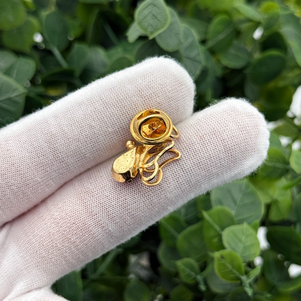 Angel Rhinestone Pinback Pin Vintage Womens Gold Tone Red Crystal Wings ...