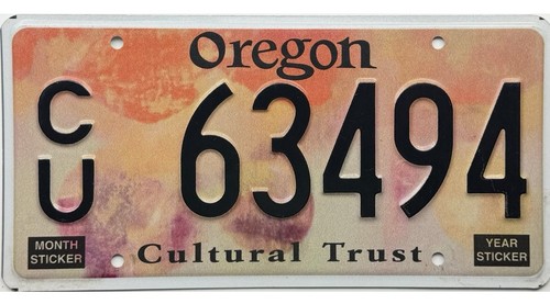 *99 CENT SALE* Oregon CULTURAL TRUST License Plate #CU 63494 No Reserve ...