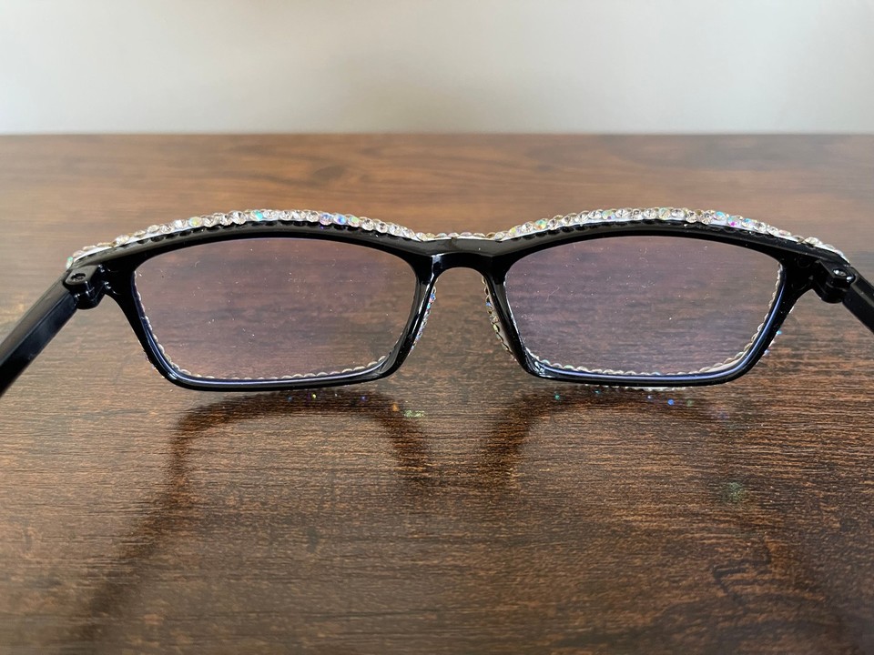 Rhinestone Frames Only Black Rectangular Sparkle Bling Clear Lens ...