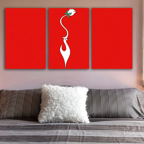 3pcs White Flowers on a Red Background Wall Art Canvas Unframed/Framed ...