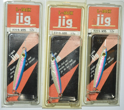 3 lures jigs yo zuri l-jack jig 12g 7/16oz 2" white pink blue jig cast ...