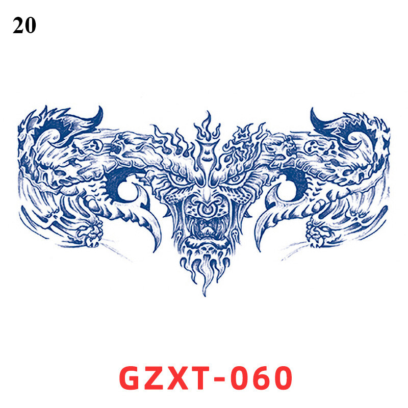 Chest Tattoo Sticker Blue Temporary Arm Waterproof Leg Fake Tattoos ...