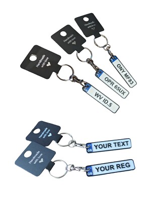 Personalised Car Number Registration Reg Plate Keyring Keychain - Set ...
