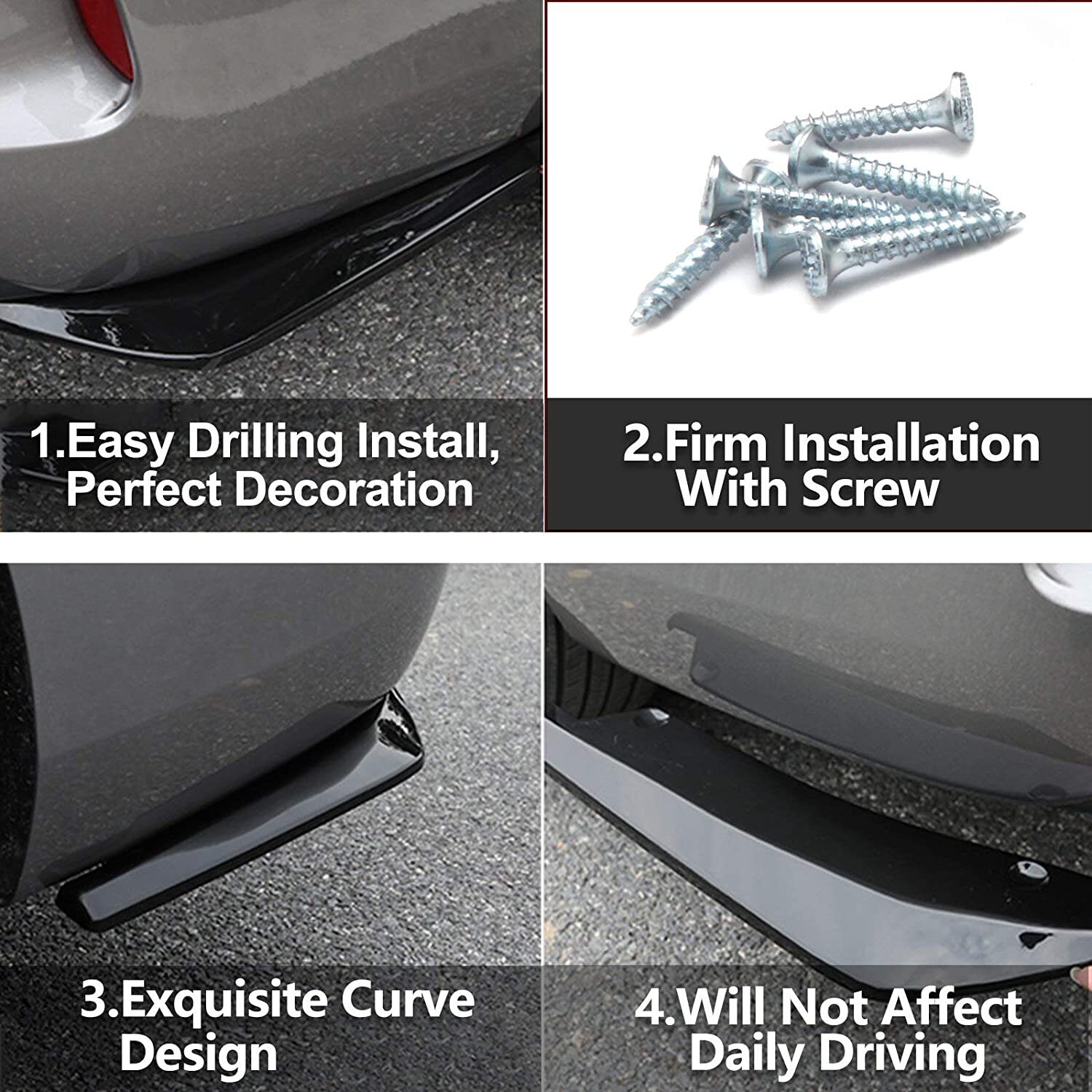 For Acura ILX TLX Carbon Rear Bumper Diffuser Fins Spoiler Splitter ...