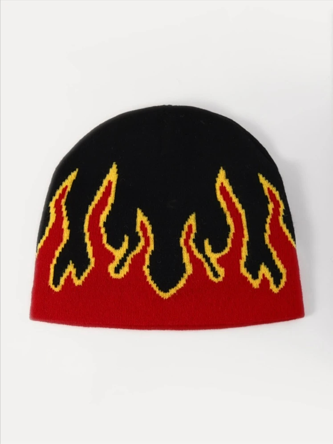 Fire Flame Print Beanie Skate Hat Design Pattern Casual Red Black ...