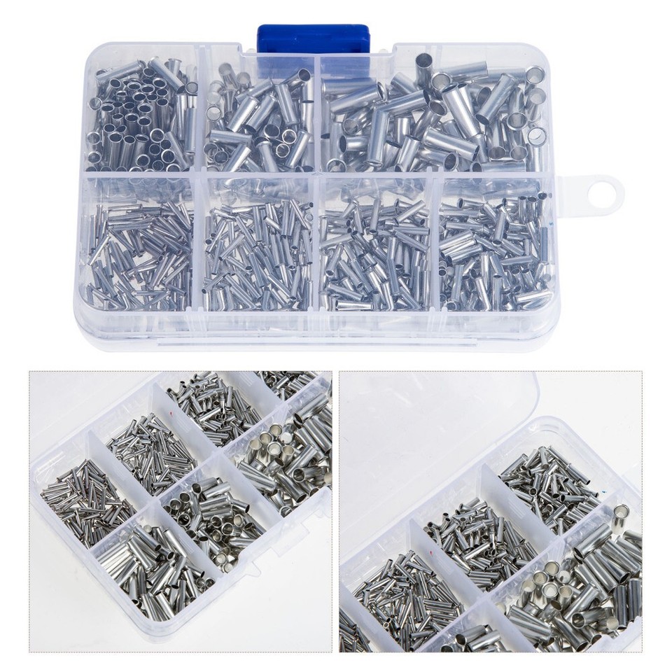 600 Pcs Cable Terminal Uninsulated Ferrules Crimp Connectors Terminals ...
