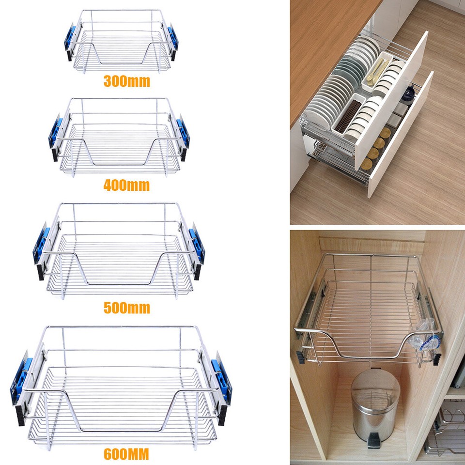 PULL OUT WIRE BASKETS KITCHEN STORAGE LARDER CUPBOARDS BASE 300 400 500 ...