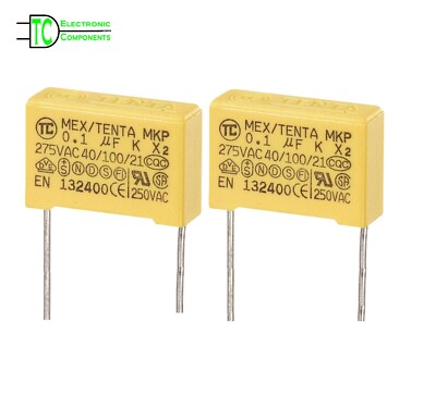 X2 Safety Capacitors 15mm Lead Pitch 275VAC Tenta MPX40 0.022uF to 1uF ...