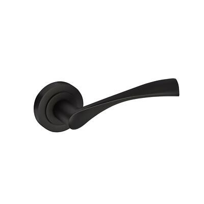 Matte Black Door Handles on Rose with Wing Shaped Lever | eBay UK