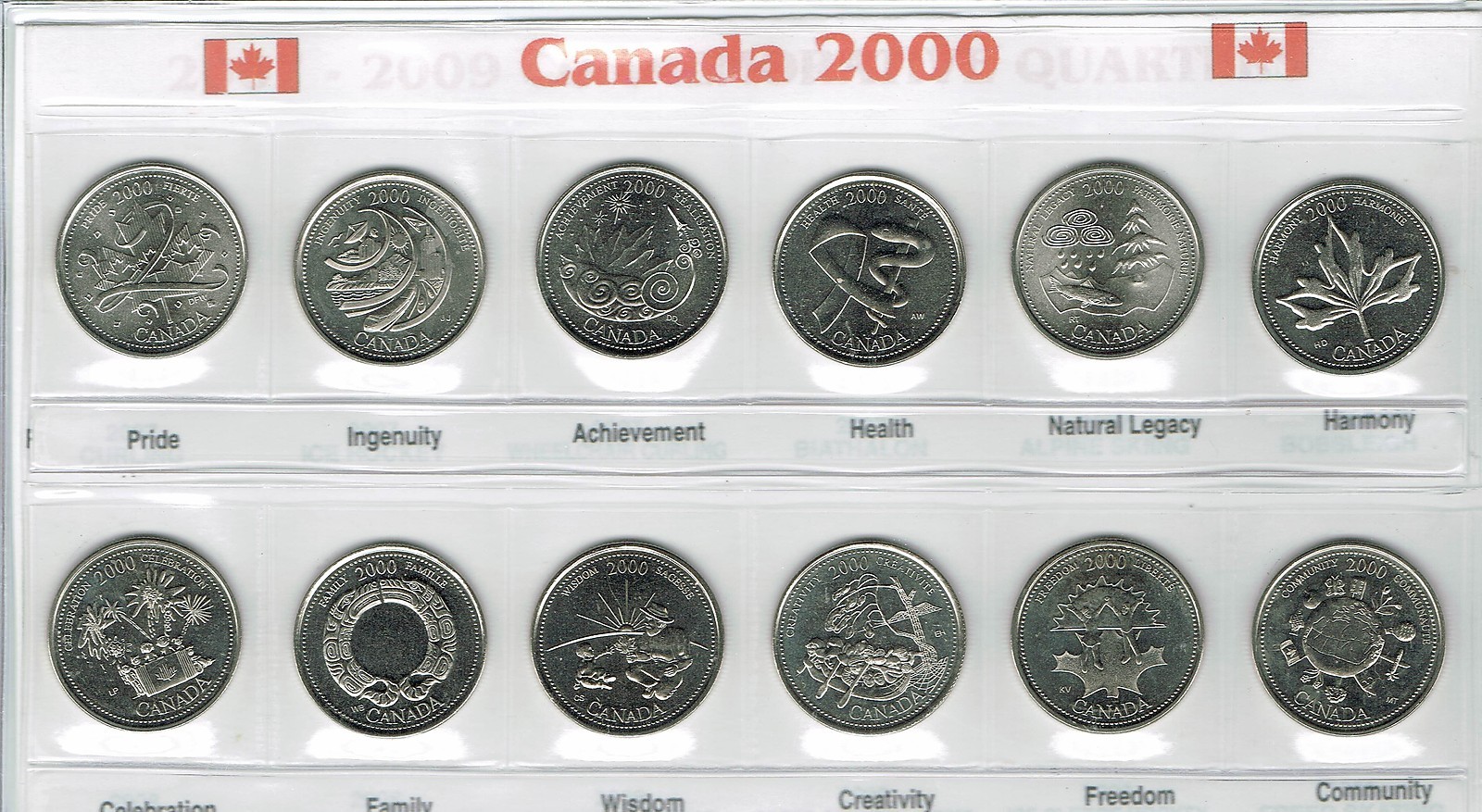 2000 Canadian Brilliant Uncirculated Quarter Commemorative Twelve Coin ...