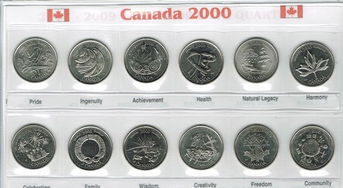 2000 Canadian Brilliant Uncirculated Quarter Commemorative Twelve Coin ...
