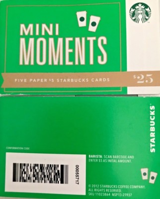 2012 STARBUCKS MINI MOMENTS PAPER GIFT CARDS NO VALUE 5 MINI CARDS | eBay