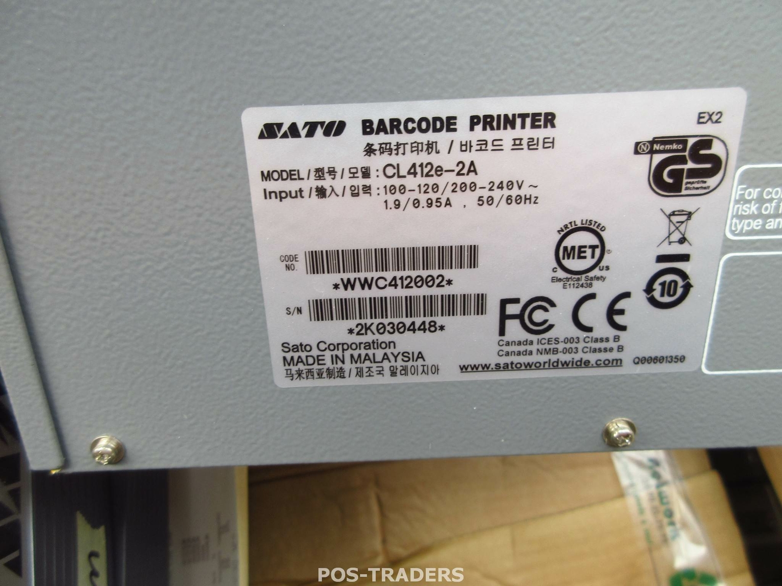 SATO CL412e PARALLEL Thermal Barcode Label Printer 104mm Printer ...