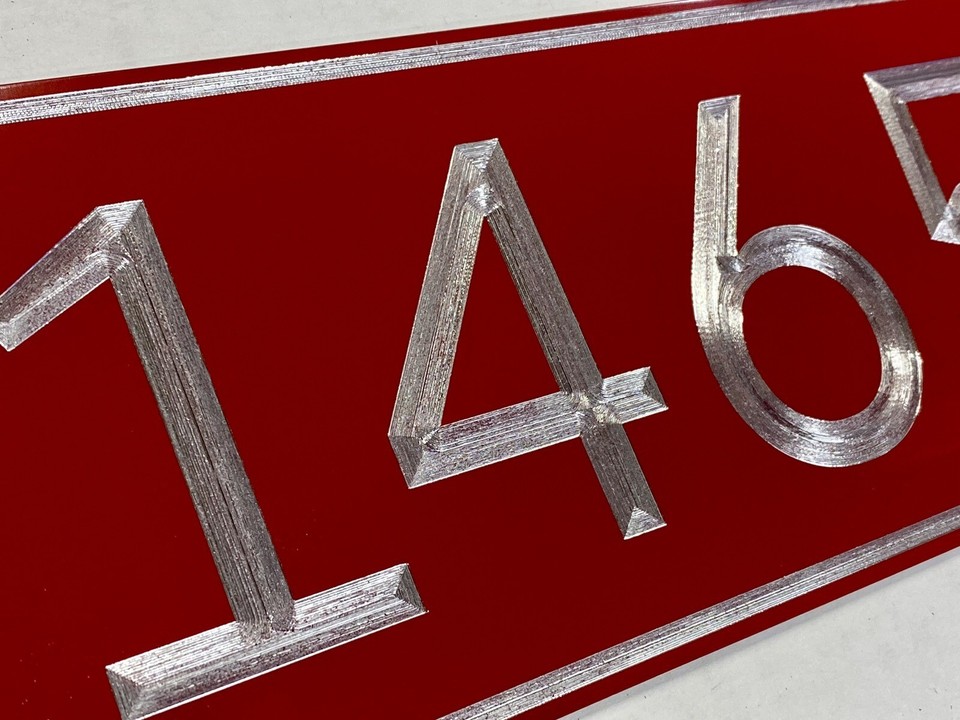 Engraved Personalized Custom House Number Street Address RED Metal 12x5 ...