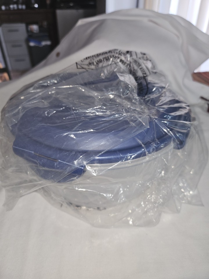 NEW Lock N Lock 6 Piece Round Bowl Nesting Containers Set Blue Lids | eBay