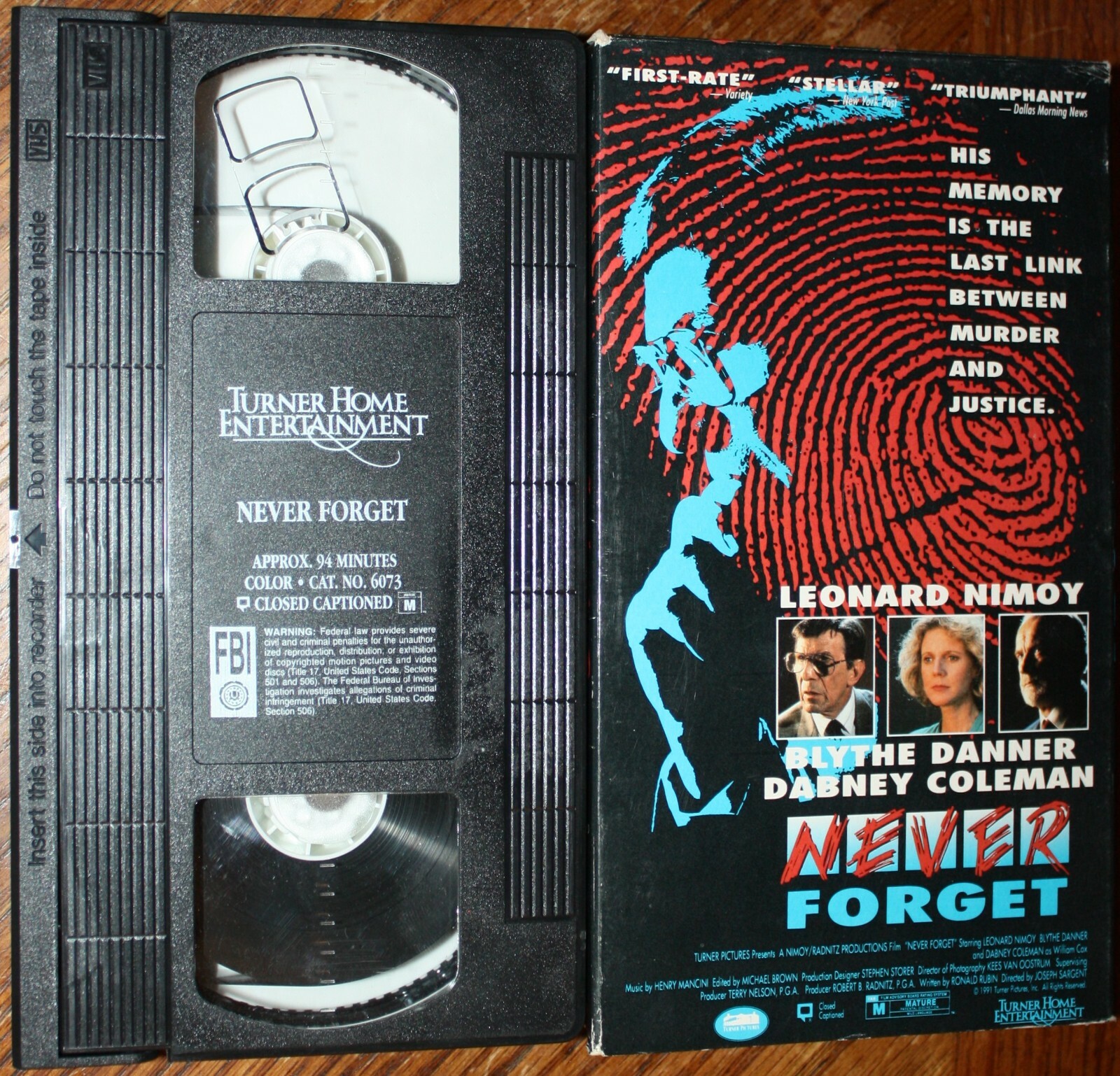 NEVER FORGET (vhs) Leonard Nimoy, Dabney Coleman, Blythe Danner. VG ...