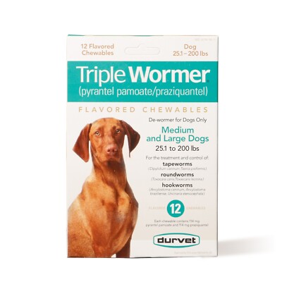 Durvet Triple Wormer 12 Tablets – Dog & Puppy De-Wormer, Broad Spectrum ...