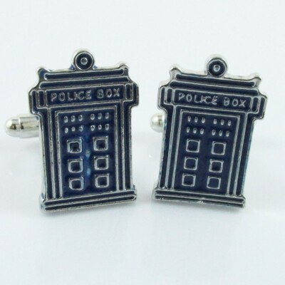 Enamel Doctor Who Inspired TARDIS Cufflinks FREE Black Gift Bag! | eBay ...