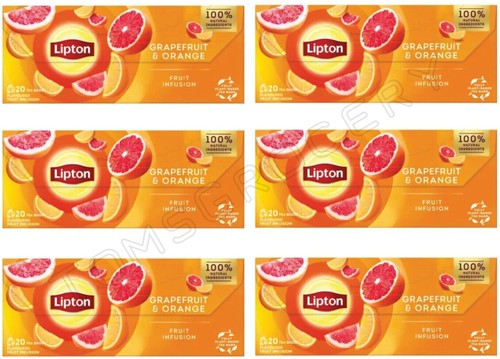 6 x LIPTON GRAPEFRUIT & ORANGE Flavor Fruit Infusion Tea Boxes (120 ...