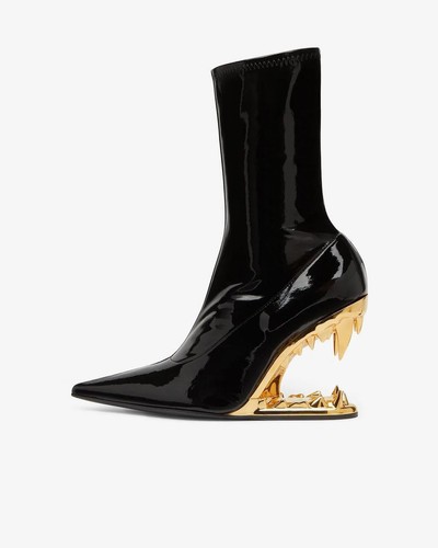 Women's Shoes Teeth Shaped Heel High-heel Spring and Autumn Short Black ...