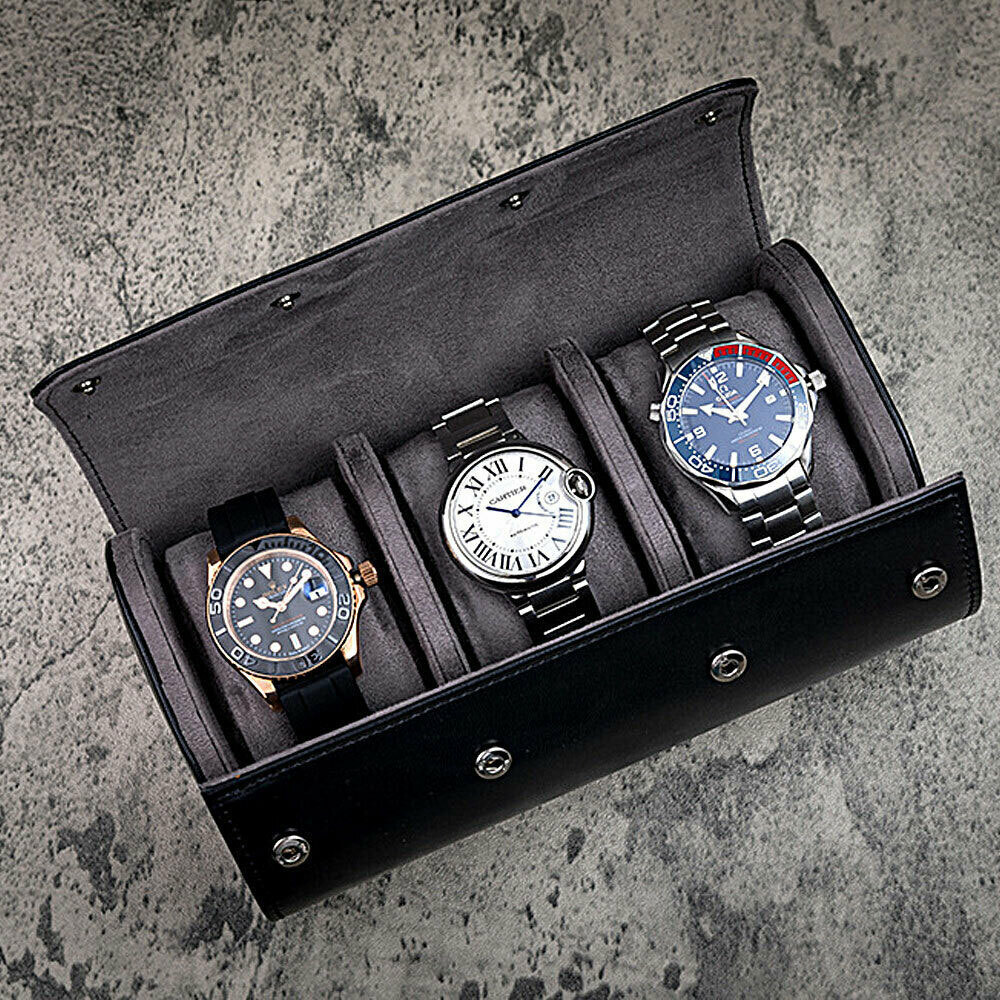 Leather Watch Roll Travel Case Watch Display box Wrist Jewelry storage ...