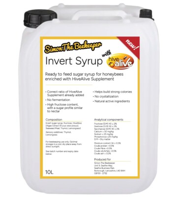 Hive Alive Invert Syrup 10L, Beekeeping Liquid Bee Feed like Invertbee ...