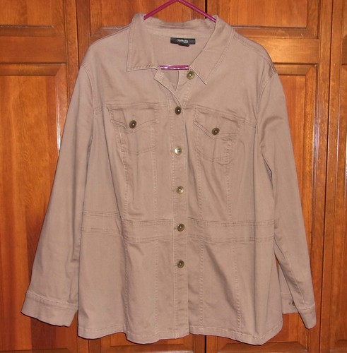 Style & Co Cotton Safari Tan Button Up Jacket Women's Size 18W Casual ...