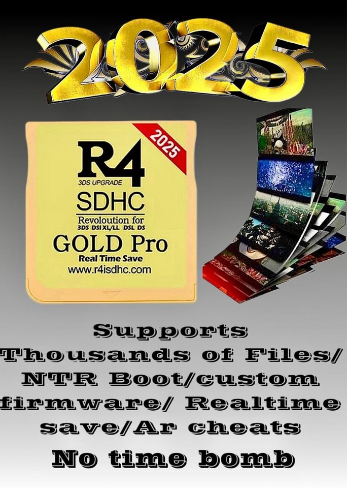 R4 SDHC 2025 Gold pro + USB Adapter KIT 8 GB Micro SD Work ON DS DSI ...