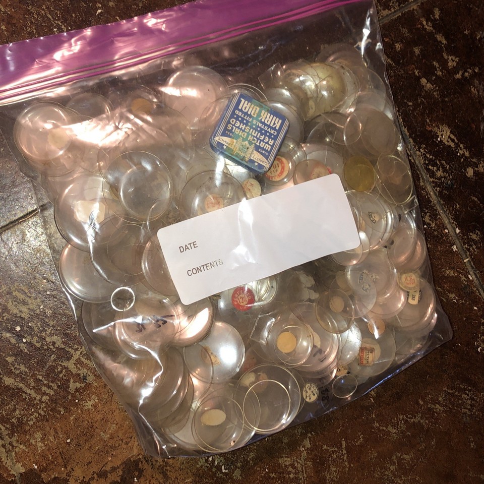 LARGE LOT ANTIQUE GLASS WATCH CRYSTALS FOR POCKET WATCHES Plus !!MIXED ...