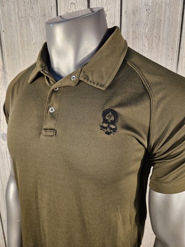 Zero Foxtrot Green Polo Shirt Skull Performance Tactical Military Golf ...