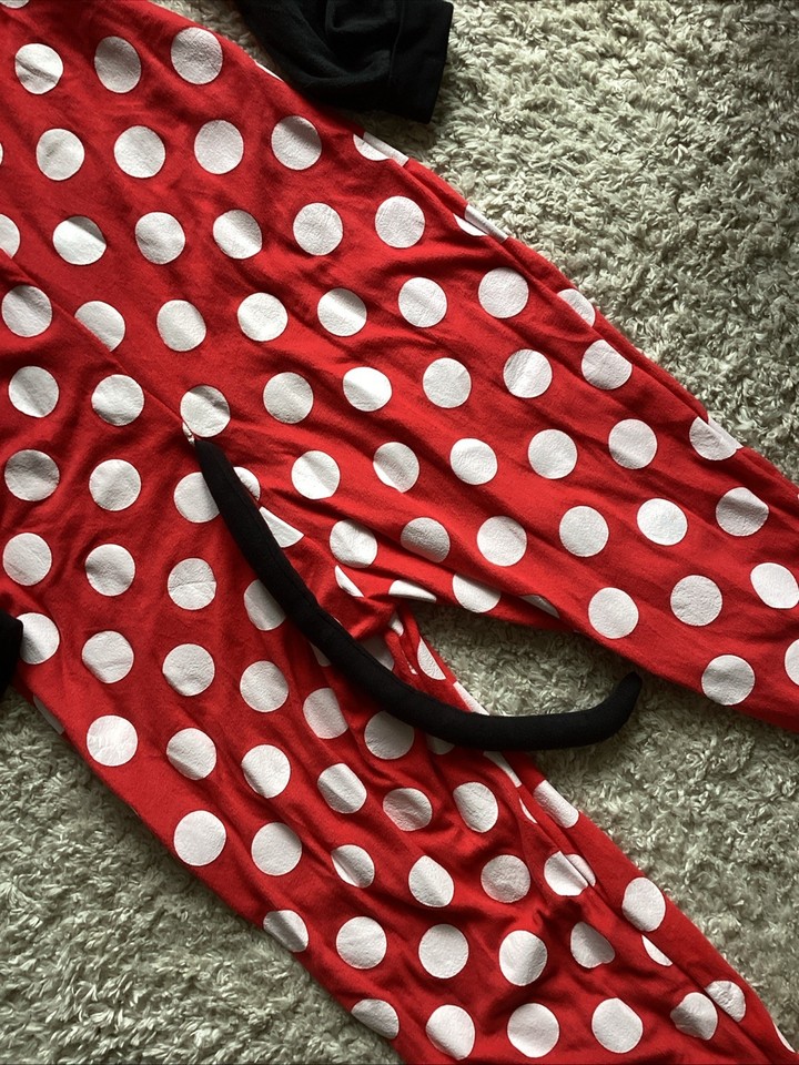 DISNEY ADULT MINNIE MOUSE ONE PIECE POLKA DOT HALLOWEEN COSTUME,TAIL ...