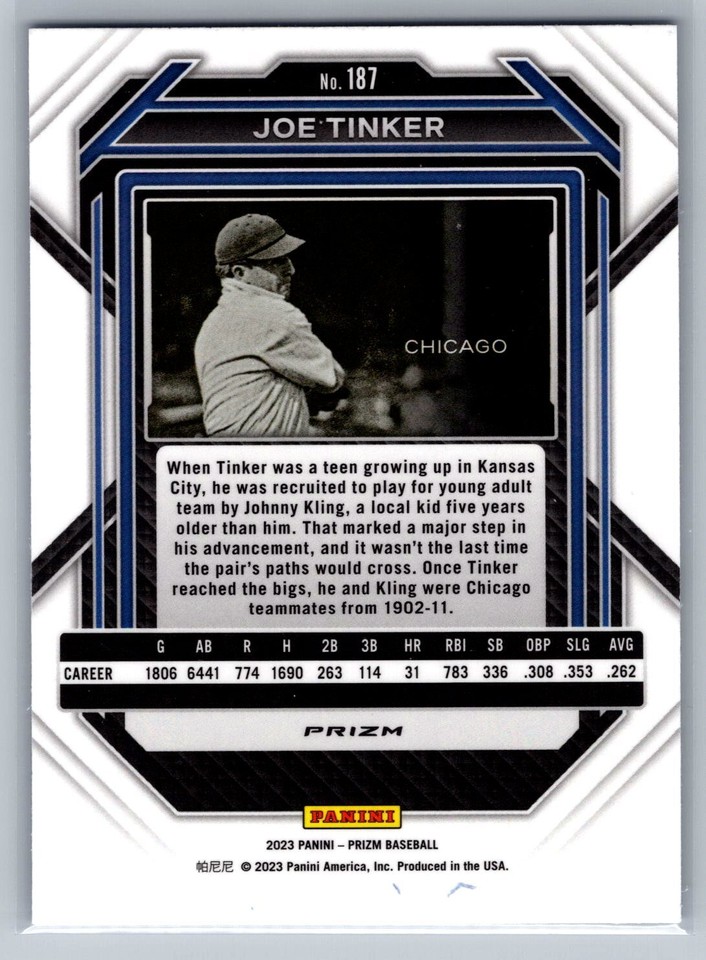 2023 Panini Prizm #187 Joe Tinker Blue Ice Prizm | eBay