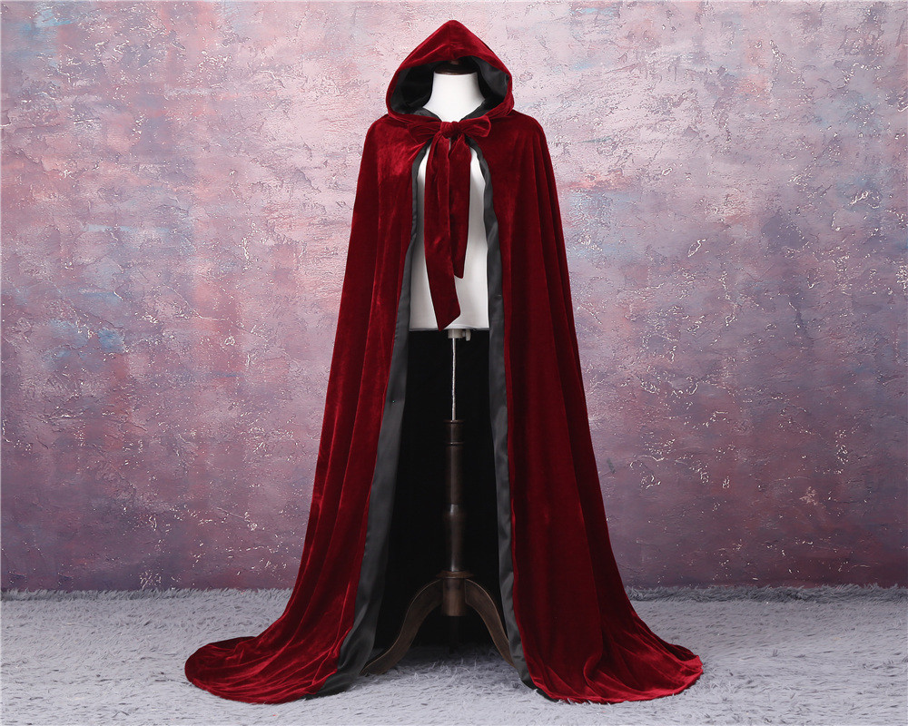 ️ Cloak Adult Reversible Velvet Hooded Robe Halloween Costume Fancy ...