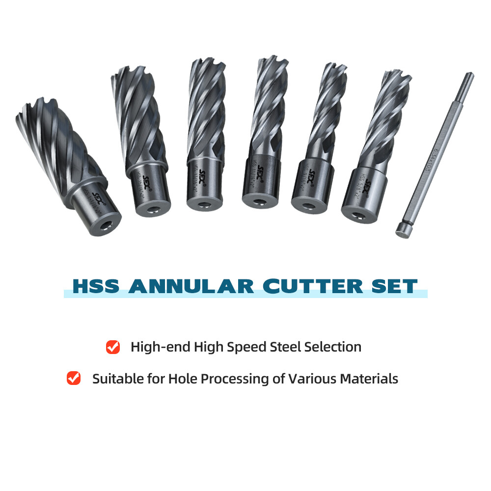 US Stock 2" 6pcs S Annular Cutter Broach Bit Set for Magnetic Drill 1 ...