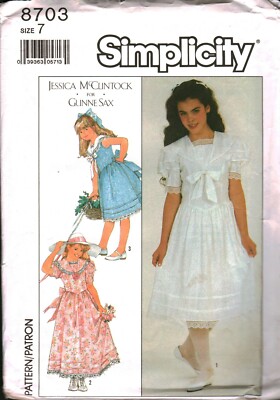 8703 Vintage Simplicity Sewing Pattern Girls Gunne Sax Jessica ...