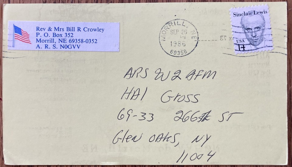 QSL Card - 1986 - Morrill, Nebraska USA - Rev and Mrs. Bill R. Crowley ...