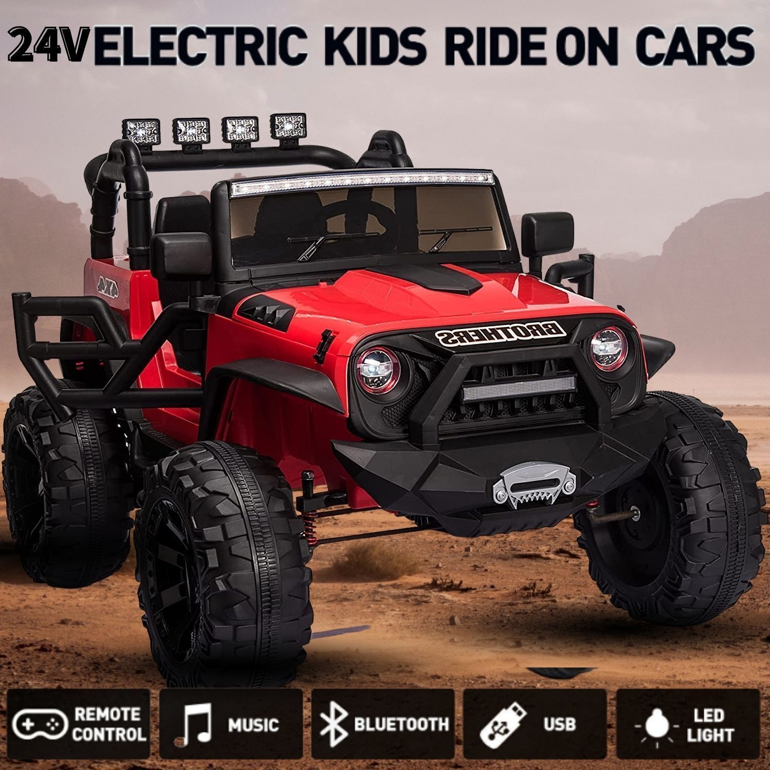 24V Ride on Car with Remote Control-2 Seater,2x200W Powerful LED Lights ...