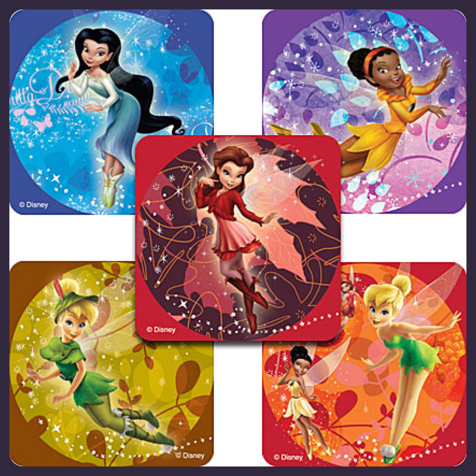 Tinker Bell Stickers x 5 - Fairies Stickers - Tinkerbell Party Favours ...
