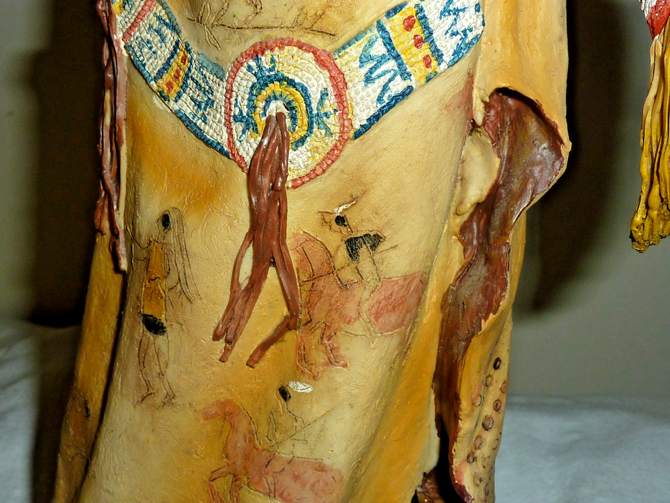 Native American Indian Warrior W Buffalo Robe Resin Composite Sculpture ...