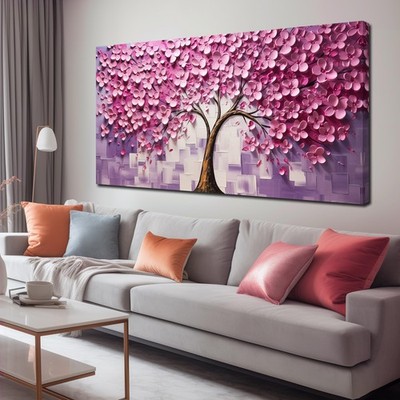 Tree of Life Wall Art for Living Room Large Size,Hot Pink Bedroom Decor ...