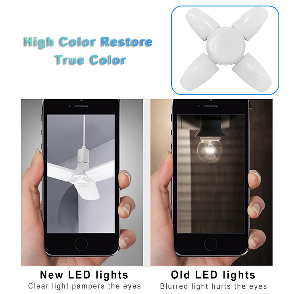 LED Bulb Fan Blade Lamp E27 Foldable Led Light Bulb 6500K For Home ...