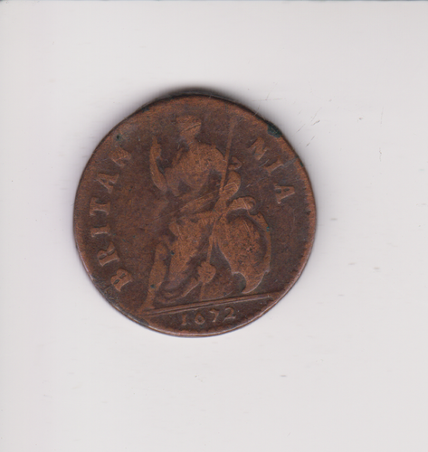 Charles II farthing 1672 VERY RARE TYPE NO DOT AFTER NIE NICE GRADE ...