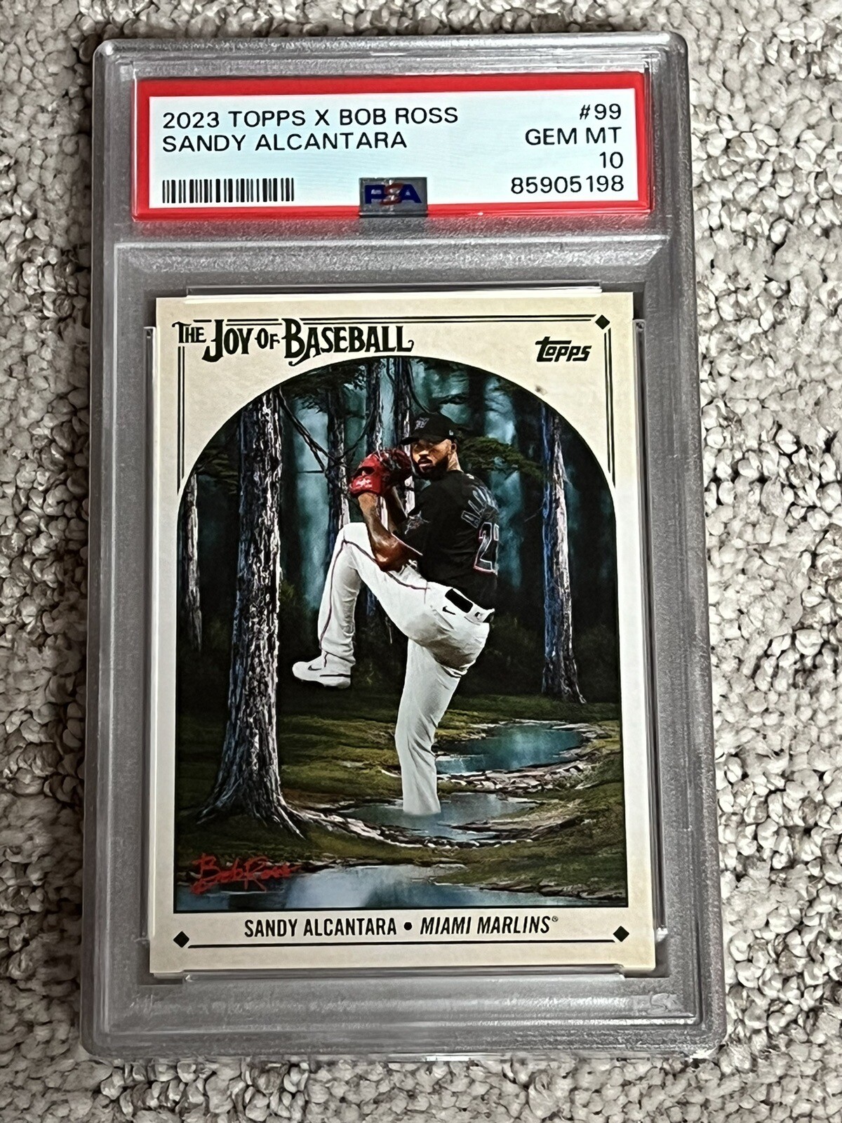 PSA 10 BASEBALL CARD 2023 TOPPS X BOB ROSS SANDY ALCANTARA MARLINS POP ...