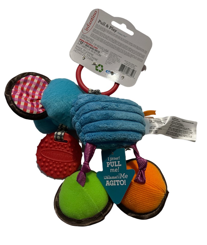 Infantino Pull & Play Jittery Pal Elephant Infant Baby Teething Toy ...
