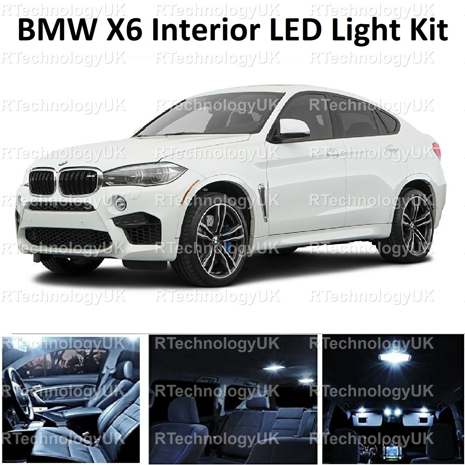 PREMIUM for BMW X6 E71 E72 2007-2014 WHITE INTERIOR LED XENON LIGHT KIT ...
