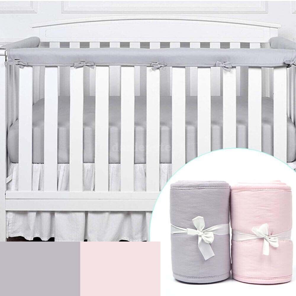NEW 3Pc Baby Cot Rail Cover Crib Teething Pad Guard Padded Soft Bumper ...