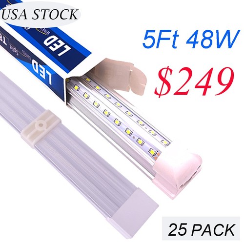 5 Foot Led Shop Light 48W 25 Pack 5FT LED Tube Light T8 Integrate 2 Row ...
