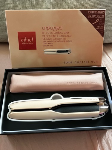 GHD Unplugged pink Cordless Flat Iron Hair Straightener travel control ...