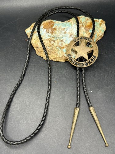 Interesting Vintage Sterling Silver Texas Lone Star Badge Bolo Tie “No ...