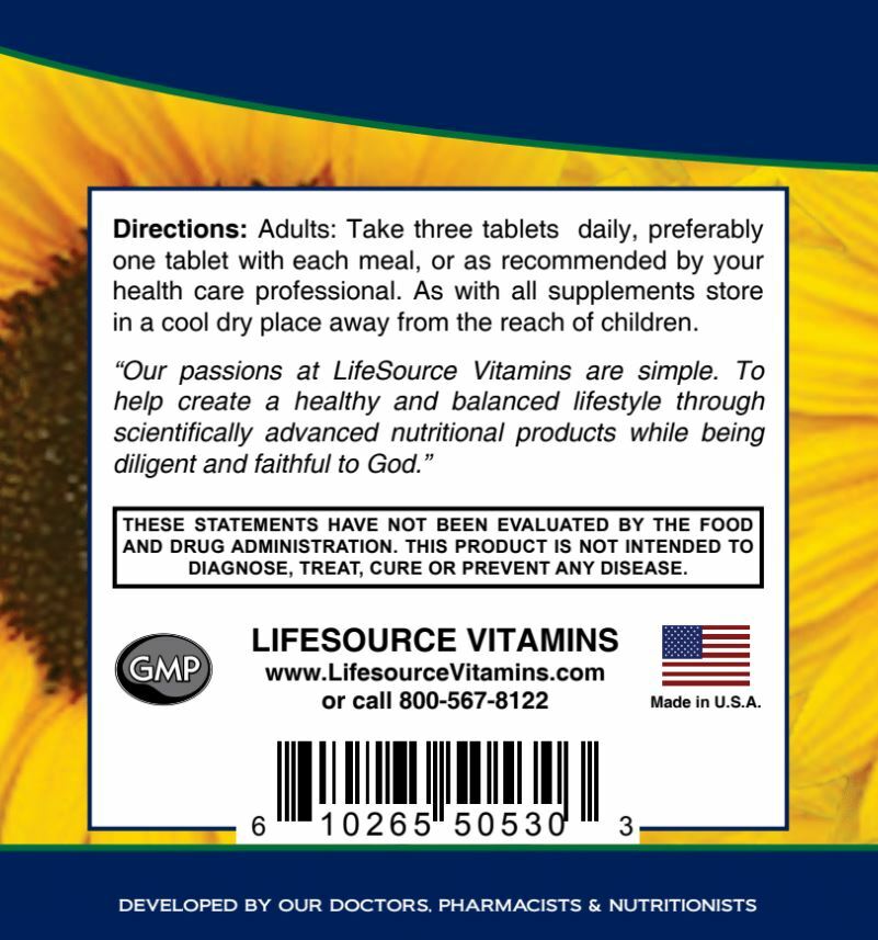 LifeSource Vitamins Multi Vitamin & Minerals 180 Tabs 71 Whole Food ...